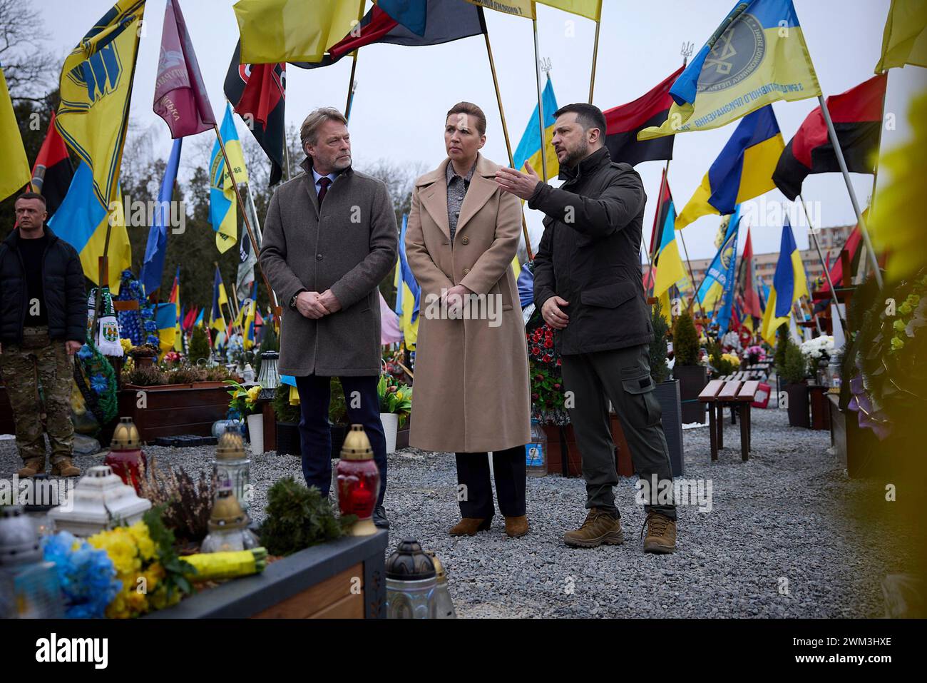 Lviv, Ukraine. 23rd Feb, 2024. Danish Prime Minister Mette Frederiksen ...