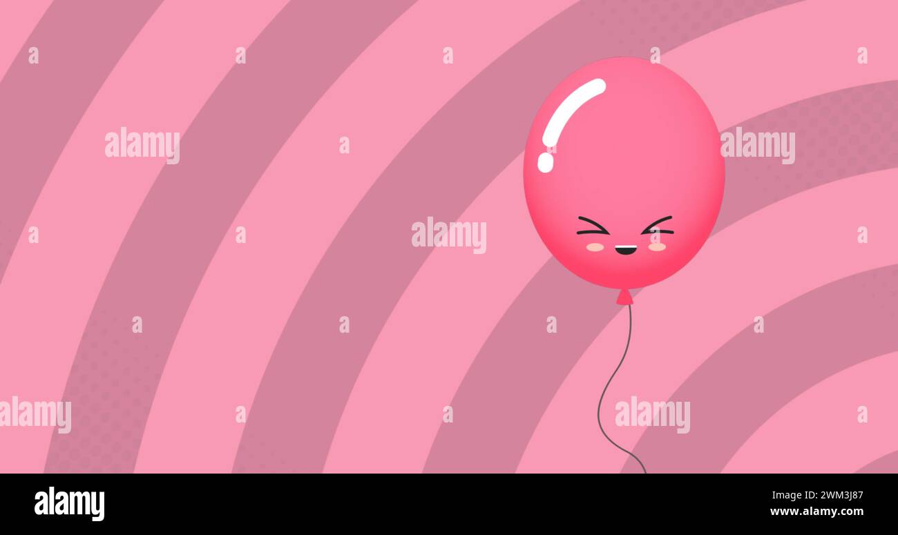Image of pink balloon flying over pink background Stock Photo - Alamy