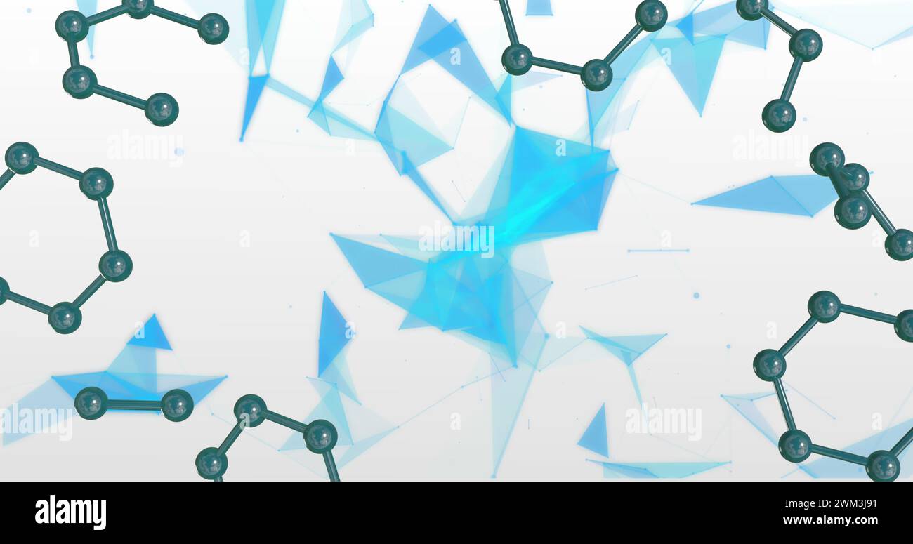 Image of micro of molecules models over blue and white background Stock ...