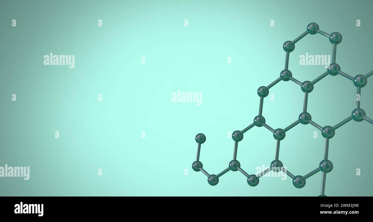Image of 3d micro of molecules on green background Stock Photo - Alamy