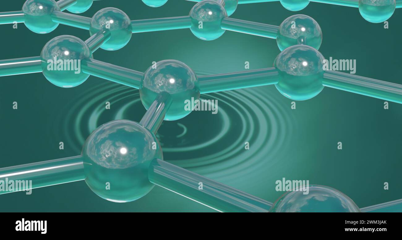 Image of micro of molecules models over green background Stock Photo ...