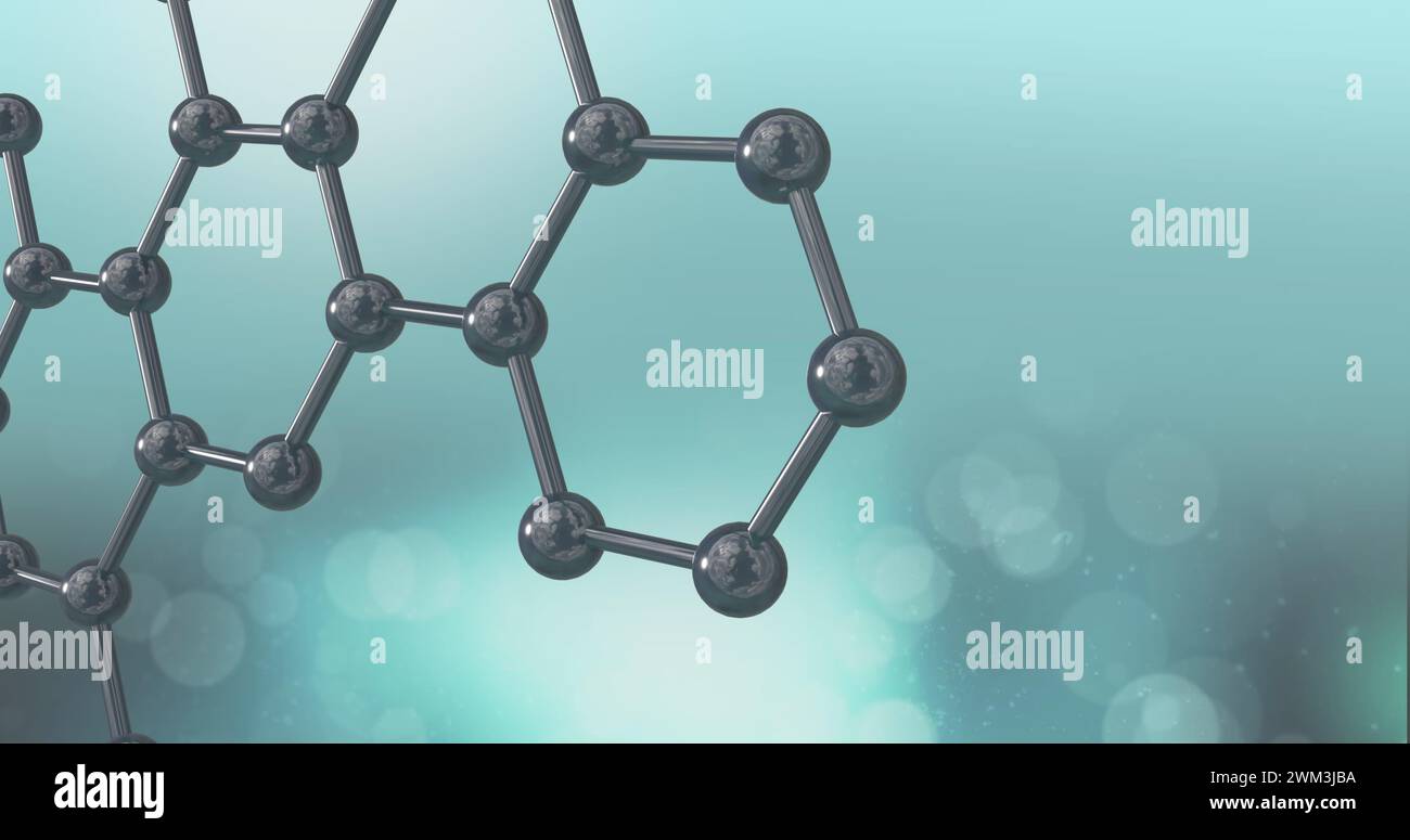Image of micro of molecules models over blue background Stock Photo - Alamy
