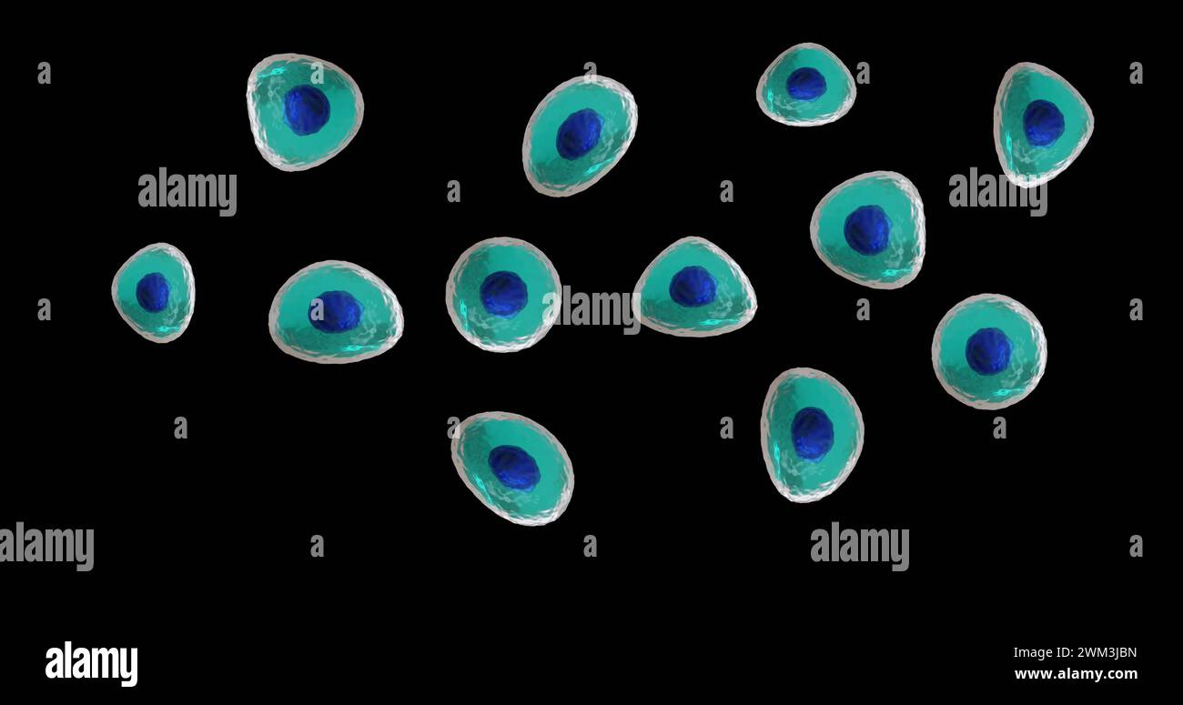 Image of micro of blue and turquoise cells on black background. Global ...