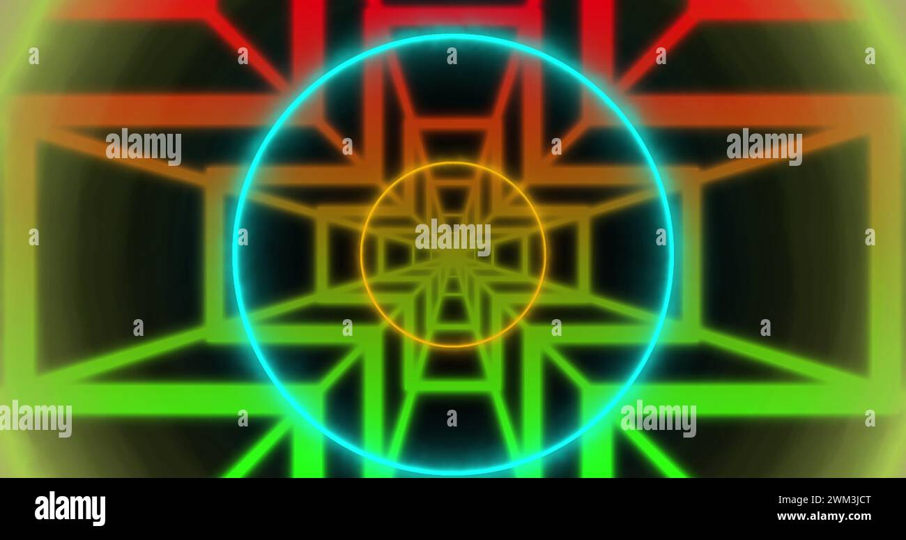 Image of circles moving over shapes Stock Photo - Alamy