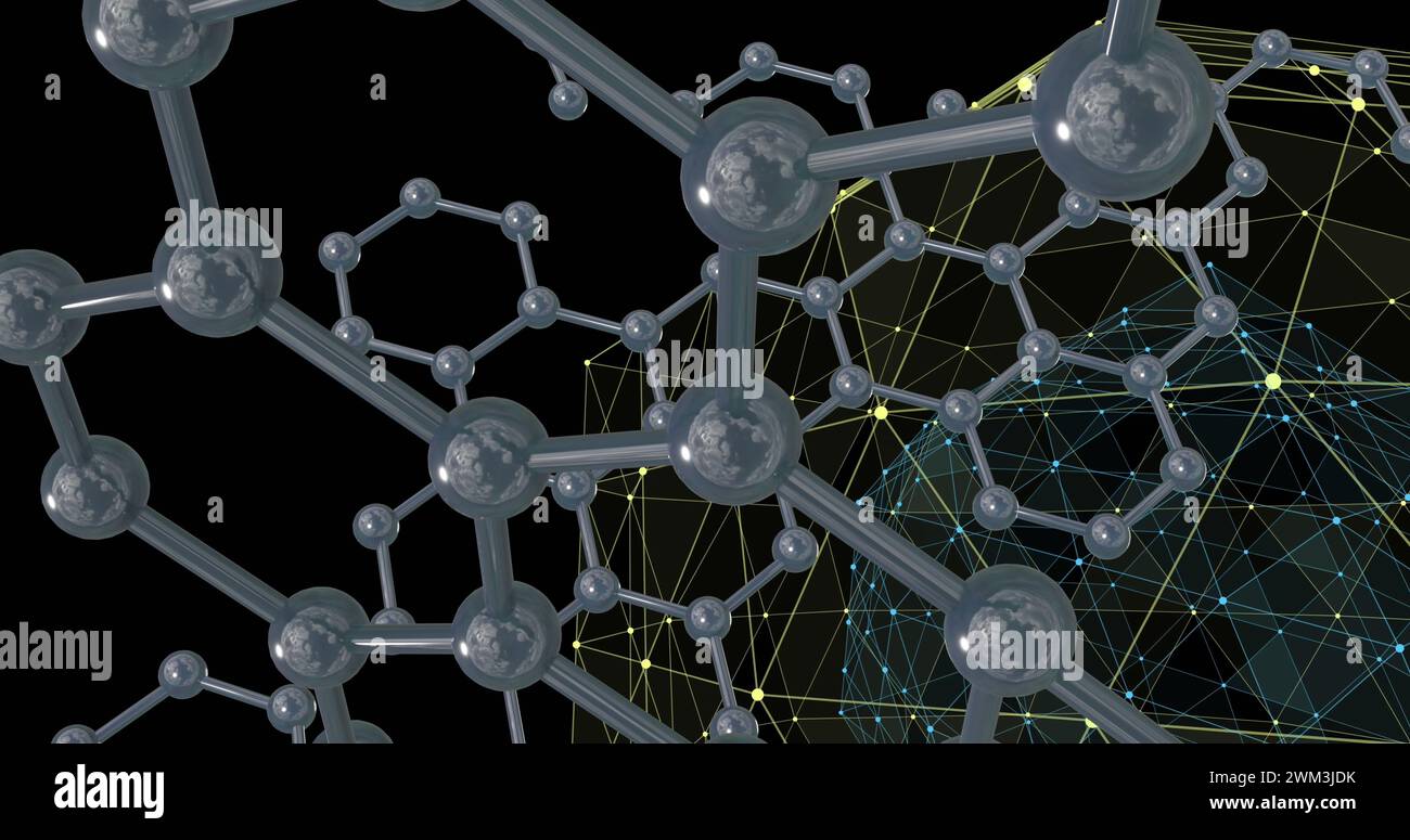 Image of 3d micro of molecules on black background Stock Photo - Alamy