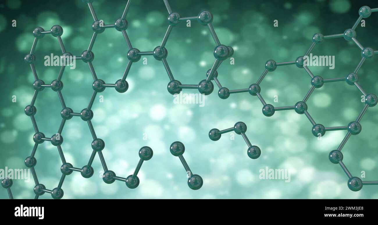 Image of 3d micro of molecules on green background Stock Photo - Alamy