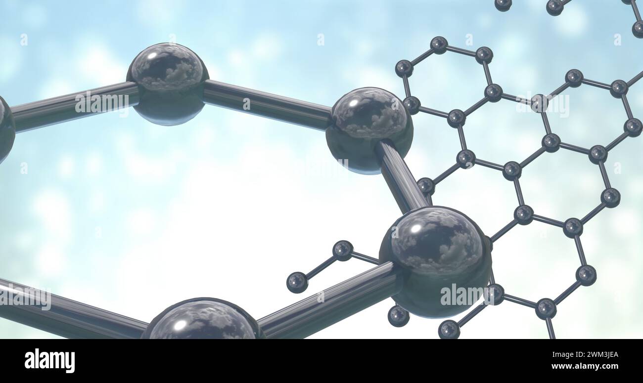 Image of 3d micro of molecules on blue background Stock Photo - Alamy