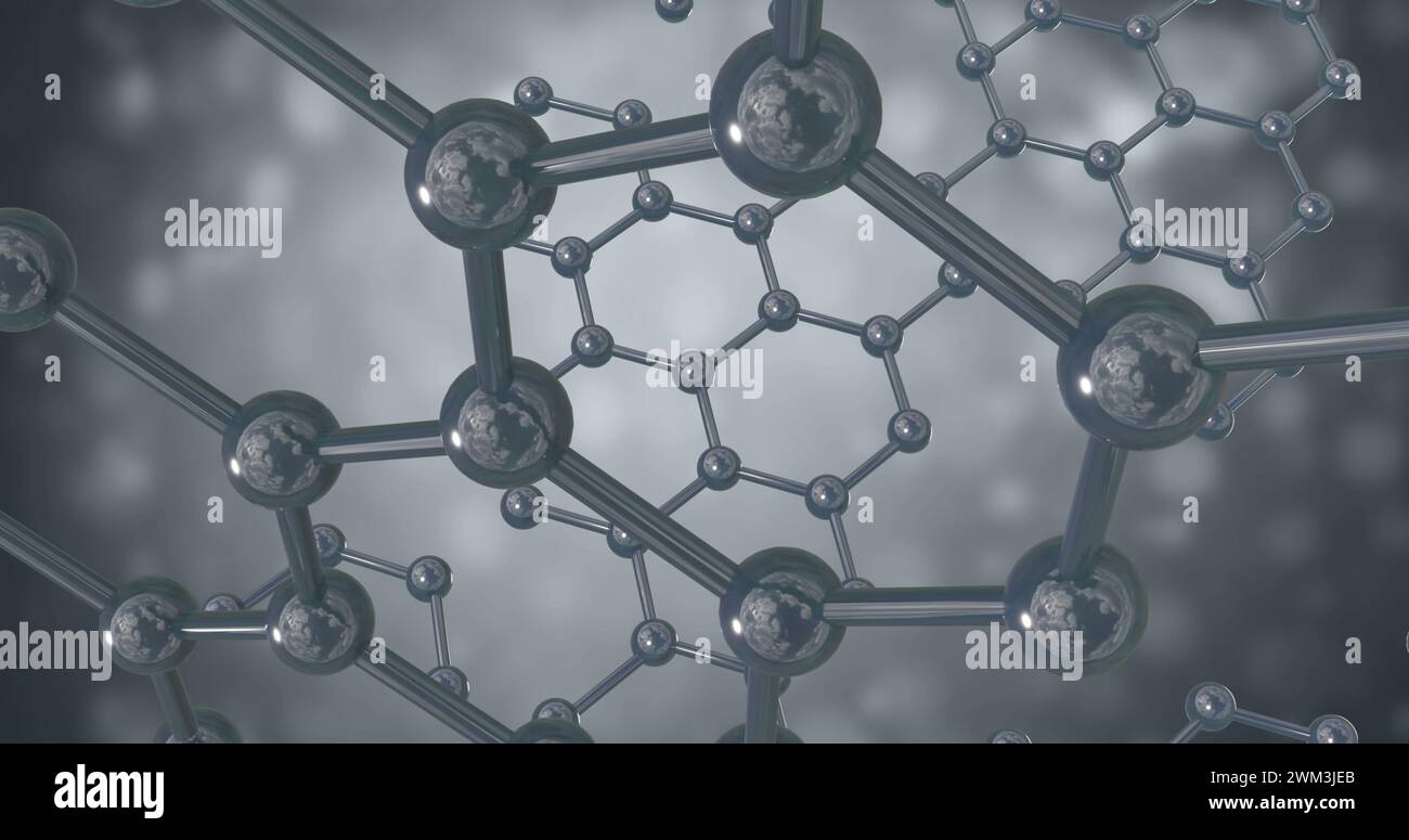 Image of 3d micro of molecules on grey background Stock Photo - Alamy
