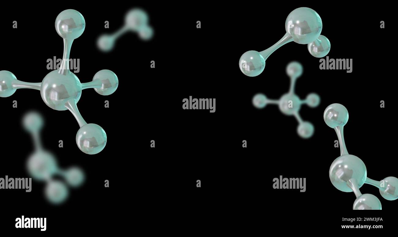 Image of 3d micro of molecules on black background Stock Photo - Alamy
