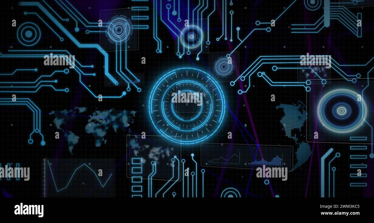 Image of scope scanning and data processing on interface. digital ...