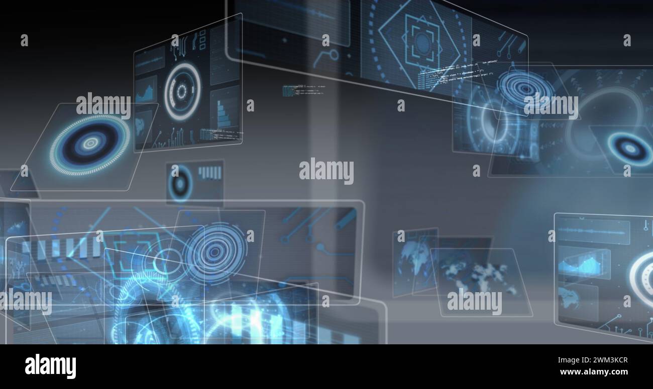 Image of scope scanning and data processing on interface Stock Photo ...