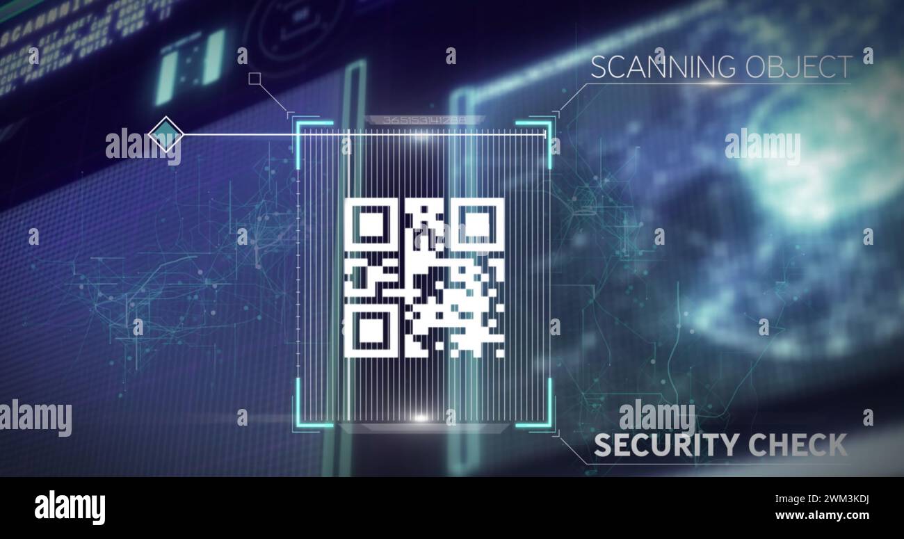 Image of qr code and data processing on interface Stock Photo - Alamy