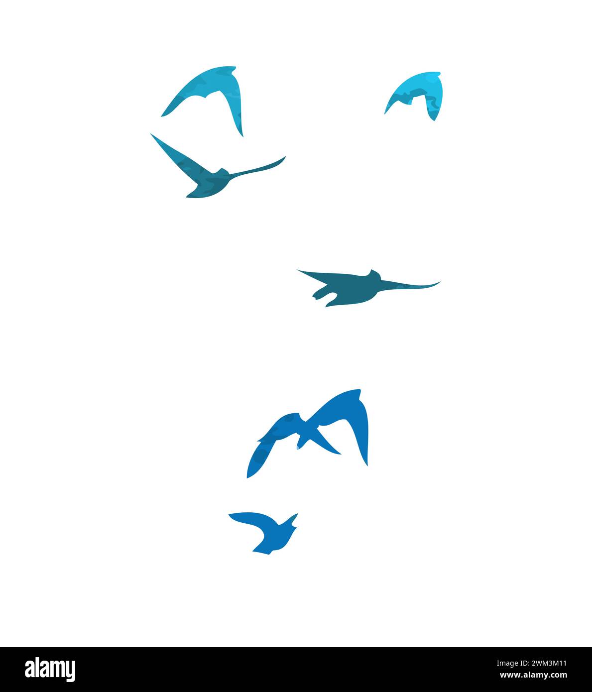 A flock of blue watercolor flying birds. hand drawing. Not AI, Free ...