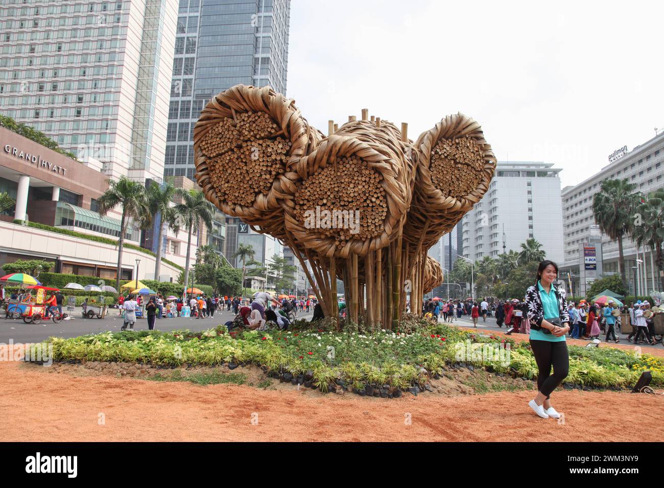 Controversial Bamboo Art Work Installation in Jakarta, Indonesia Stock ...