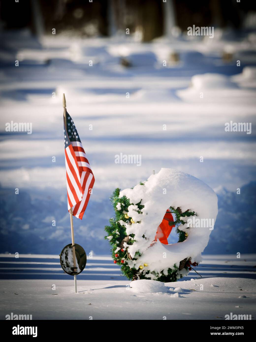 American flag in snow hi-res stock photography and images - Alamy