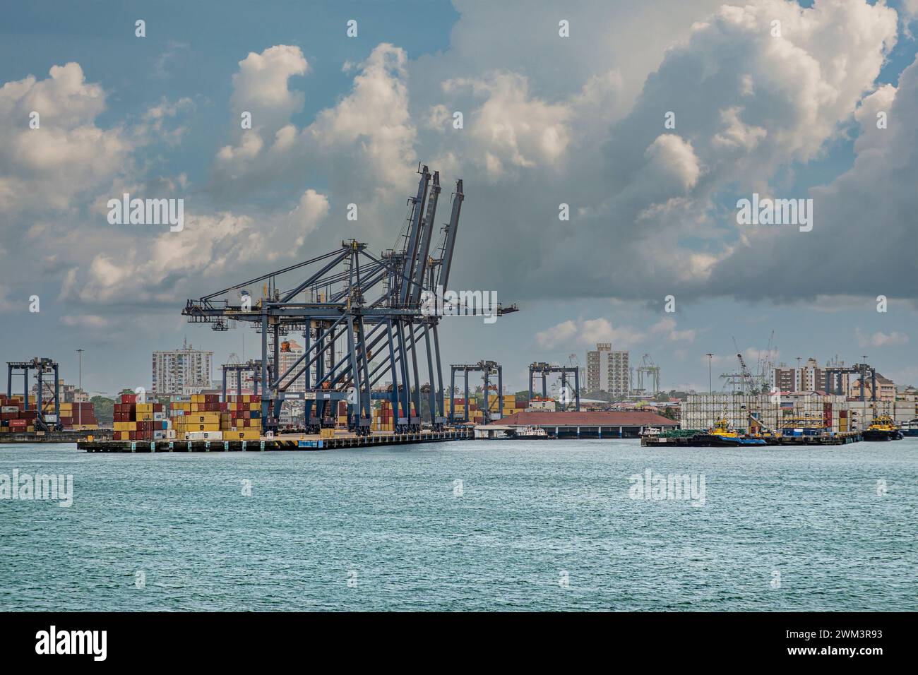 Limon Bay, Colon, Panama - July 24, 2023: Container terminal under blue ...