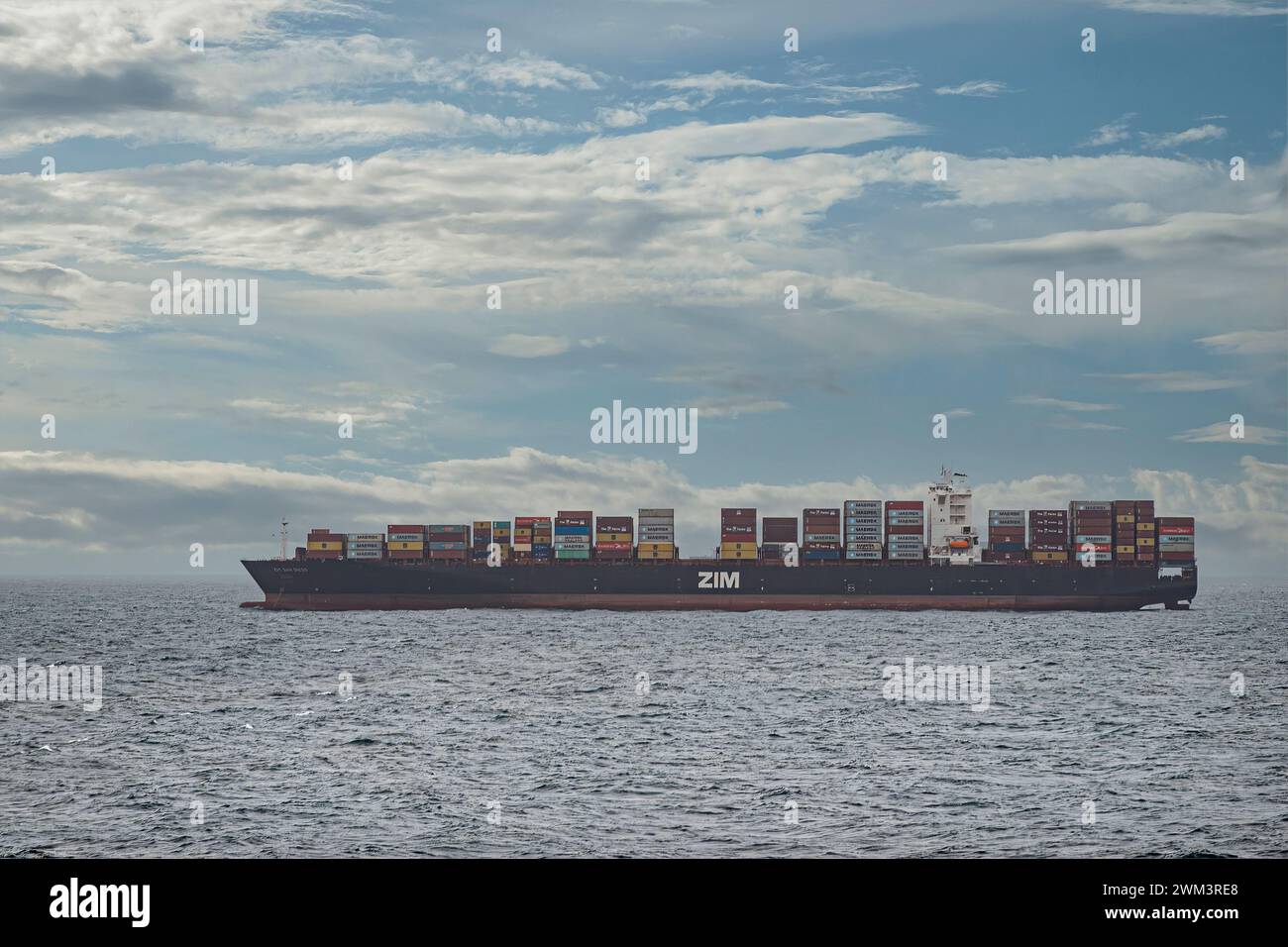 Limon Bay, Colon, Panama - July 24, 2023: Loaded and anchored ZIM ...
