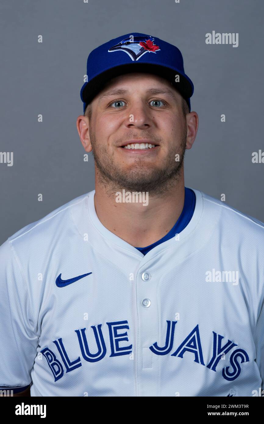 This is a 2024 photo of Daulton Varsho of the Toronto Blue Jays ...
