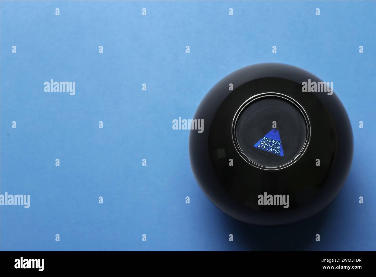 Magic eight ball with prediction Answer Unclear Ask Later on blue ...