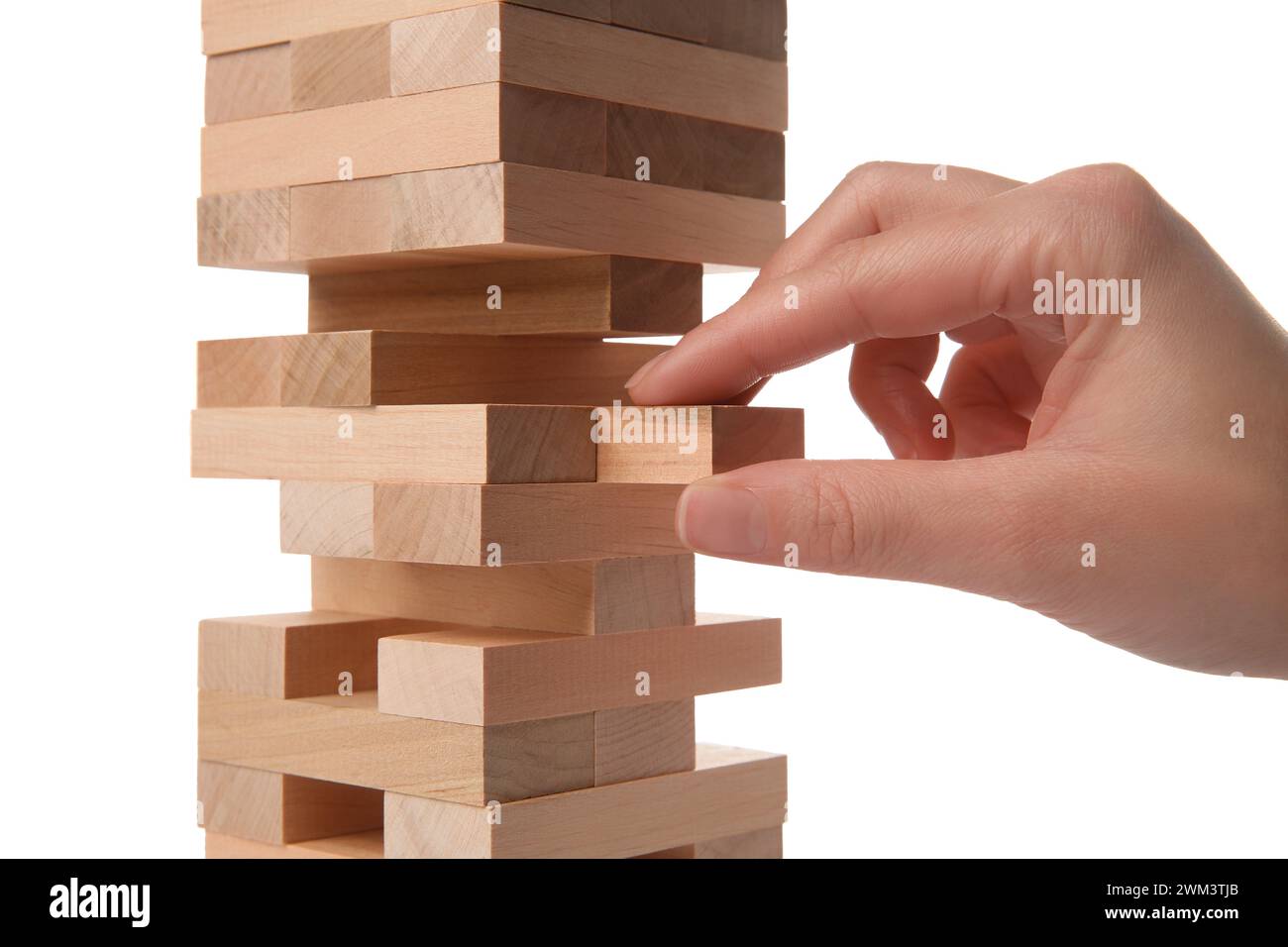 Woman playing jenga hi-res stock photography and images - Alamy