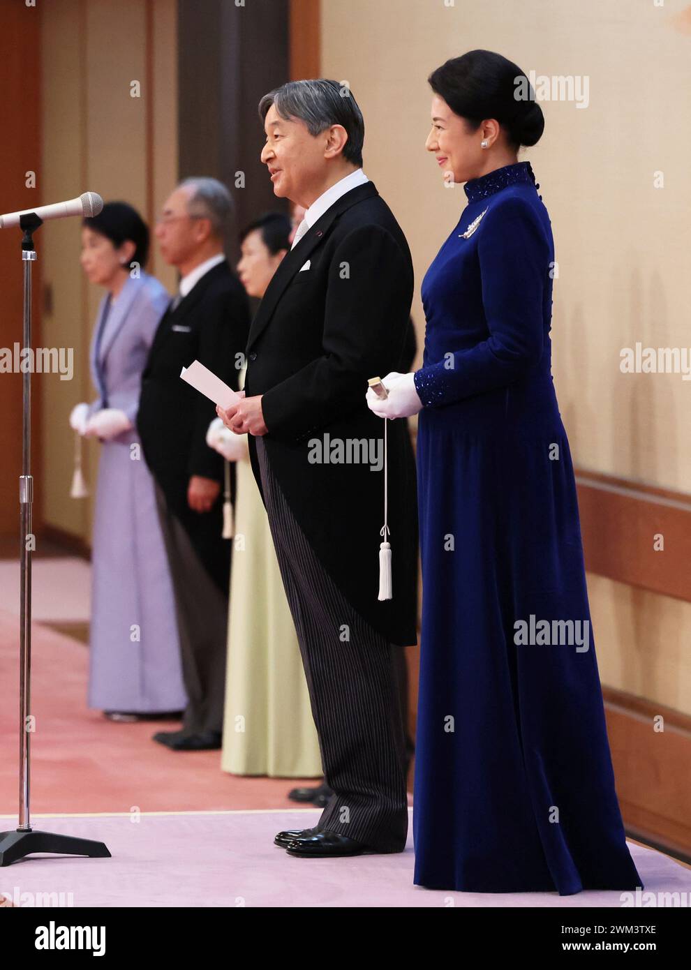 Japanese Emperor Naruhito attends an event to celebrate his 64th ...