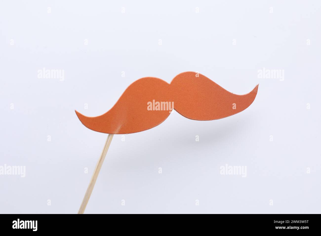 Fake paper mustache on stick against white background Stock Photo - Alamy