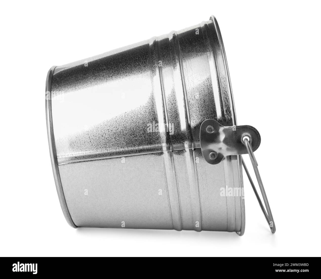 One shiny metal bucket isolated on white Stock Photo - Alamy
