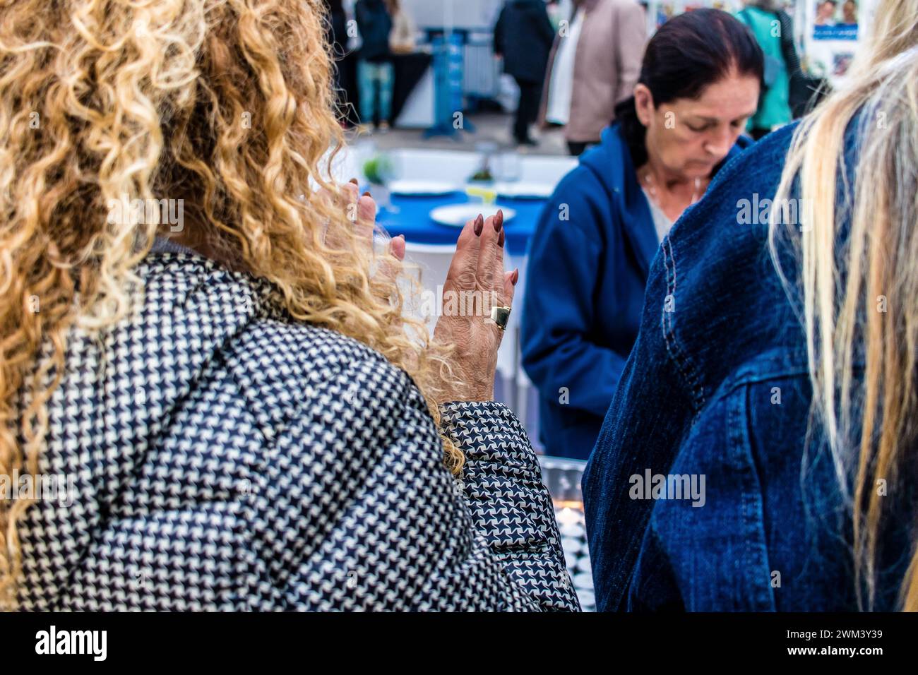 Tel Aviv, Israel, February 23, 2024 Israelis participate in the Shabbat ...