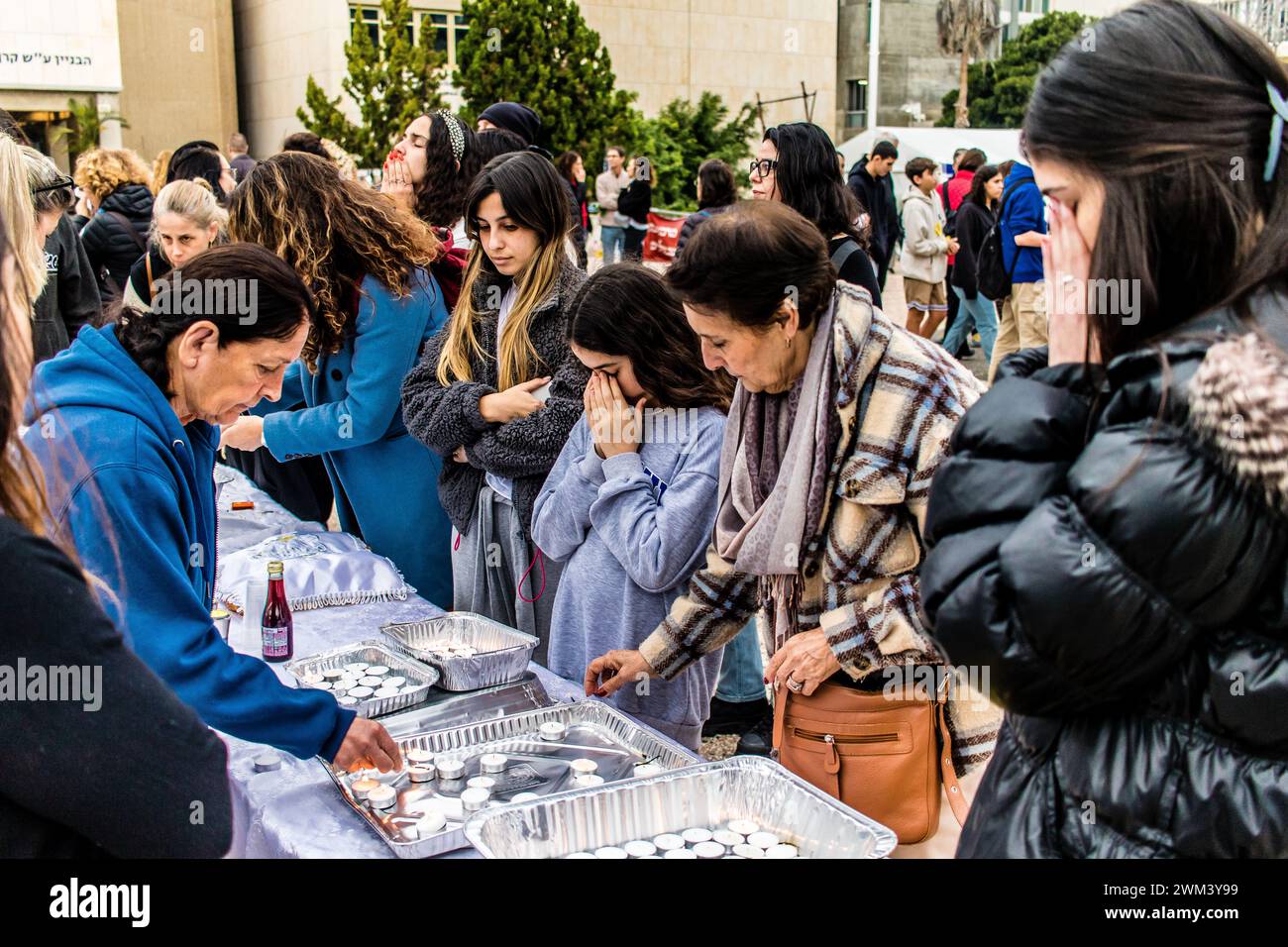 Tel Aviv, Israel, February 23, 2024 Israelis participate in the Shabbat ...