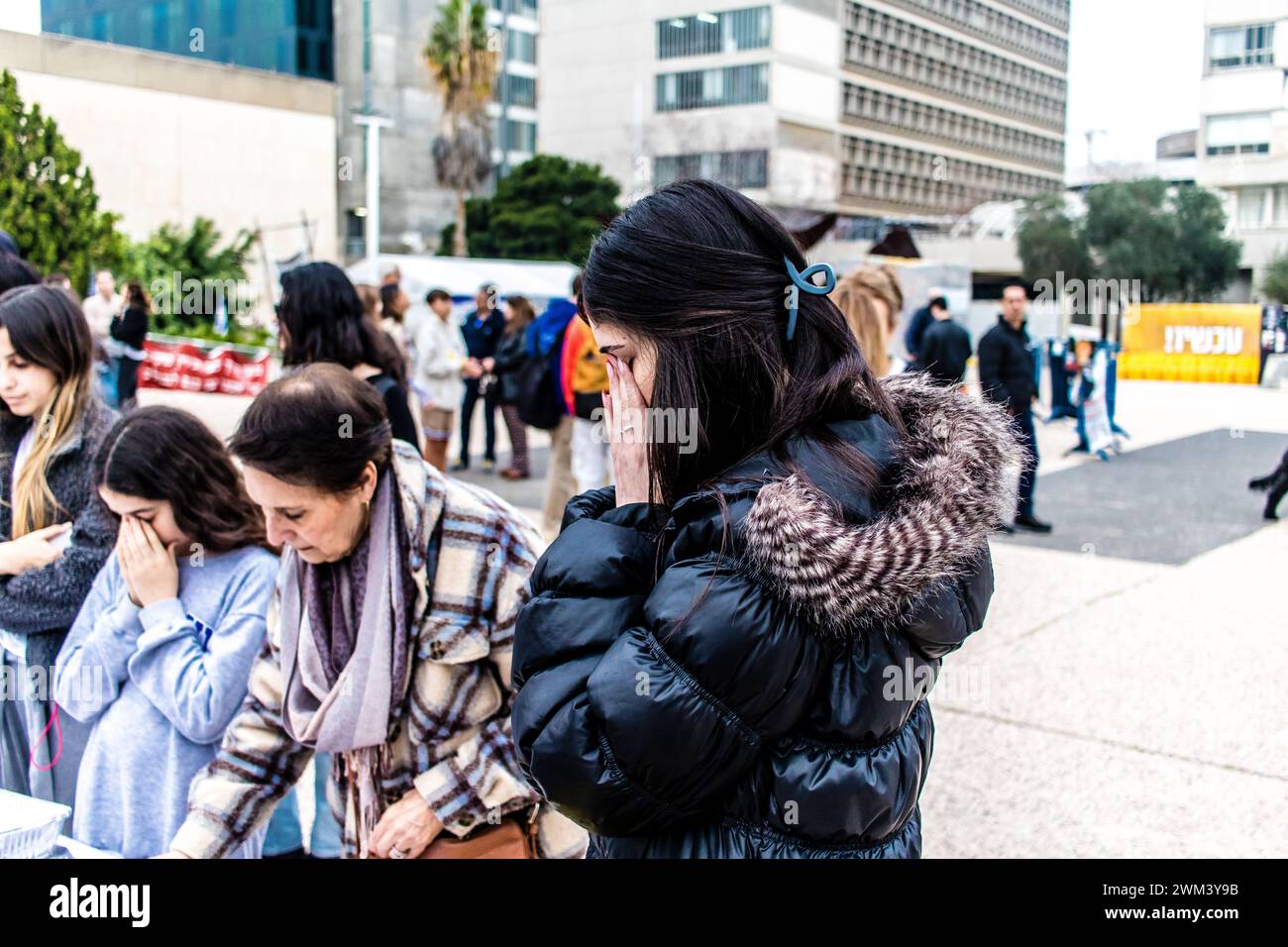 Tel Aviv, Israel, February 23, 2024 Israelis participate in the Shabbat ...