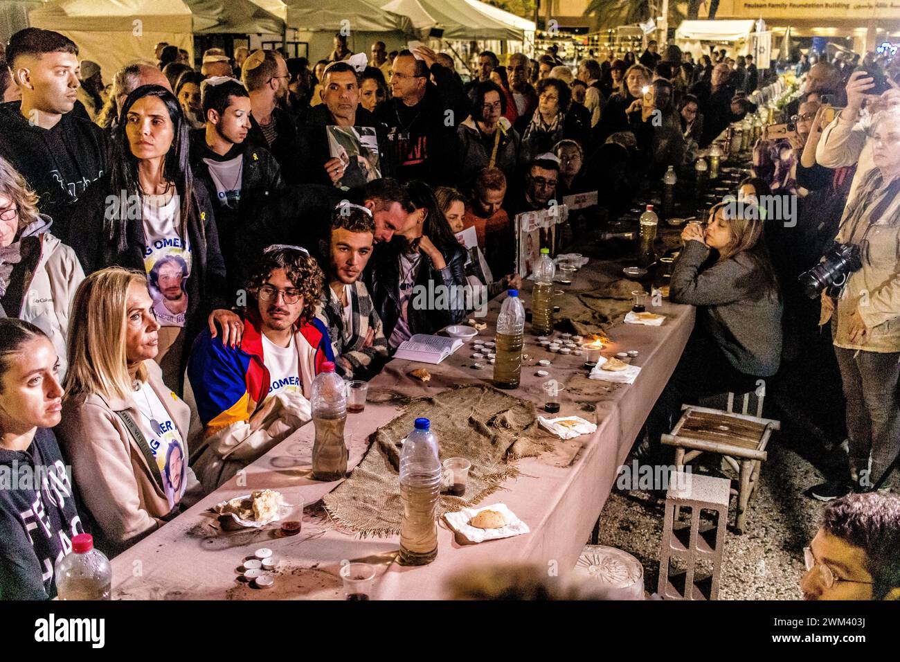 Tel Aviv, Israel, February 23, 2024 Families of the hostages ...