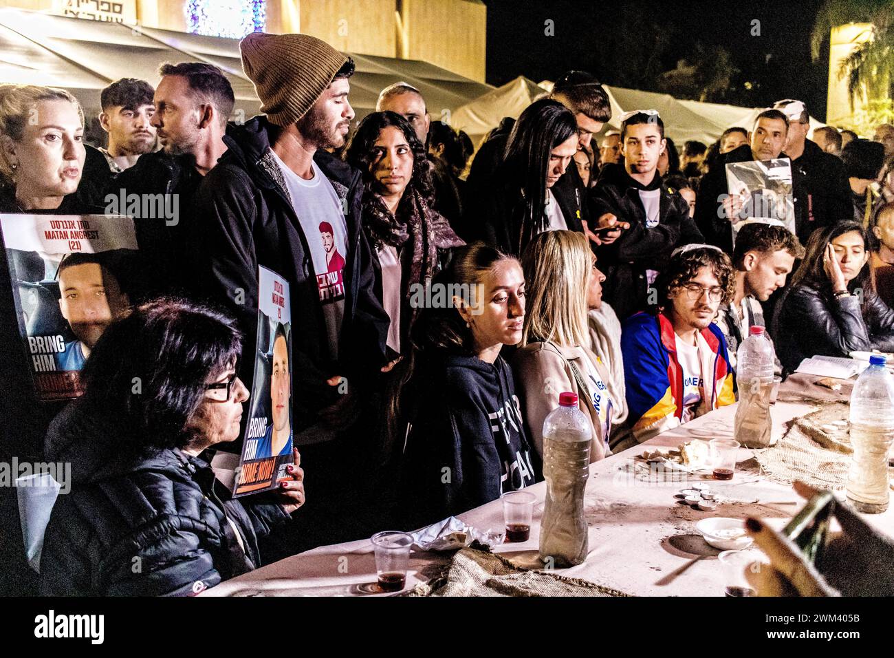 Tel Aviv, Israel, February 23, 2024 Families of the hostages ...