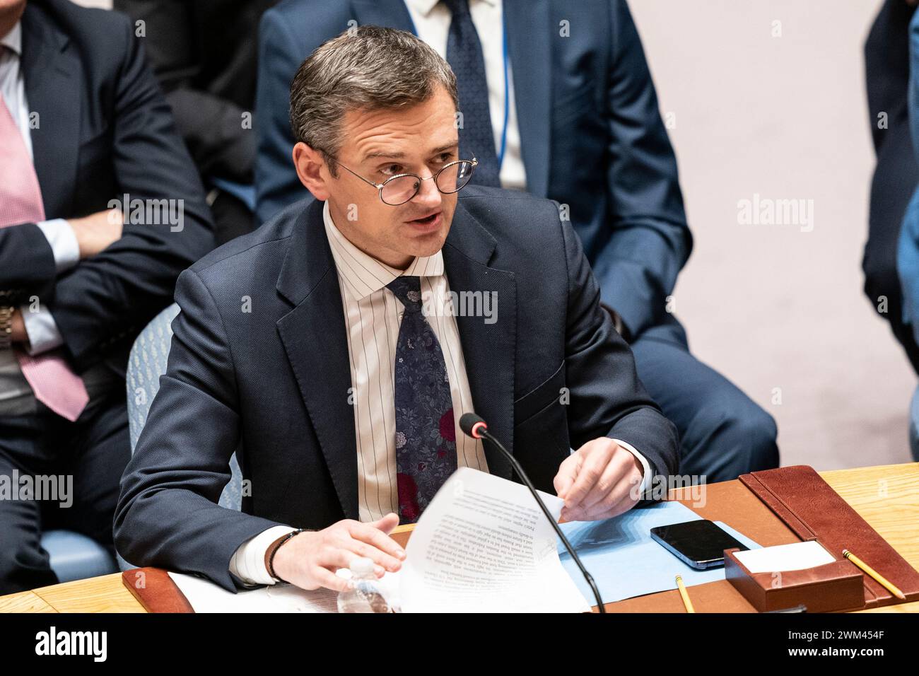 Ukraine Foreign Minister Dmytro Kuleba speaks during SC meeting on ...