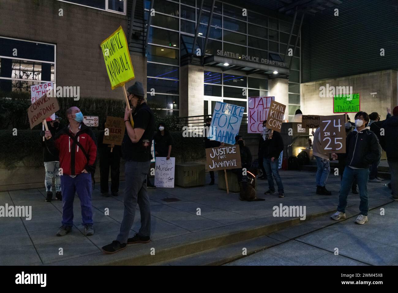 Seattle, USA. 23th Feb 2024 Protestors gather outside the Seattle ...