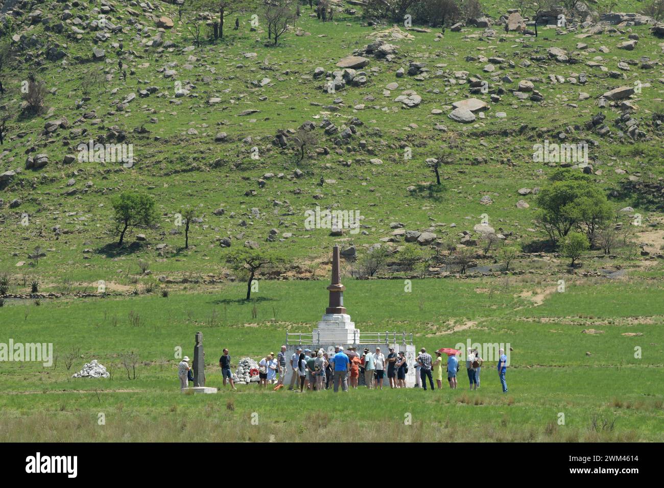 Historical military event, group of people on Isandlwana battlefield ...