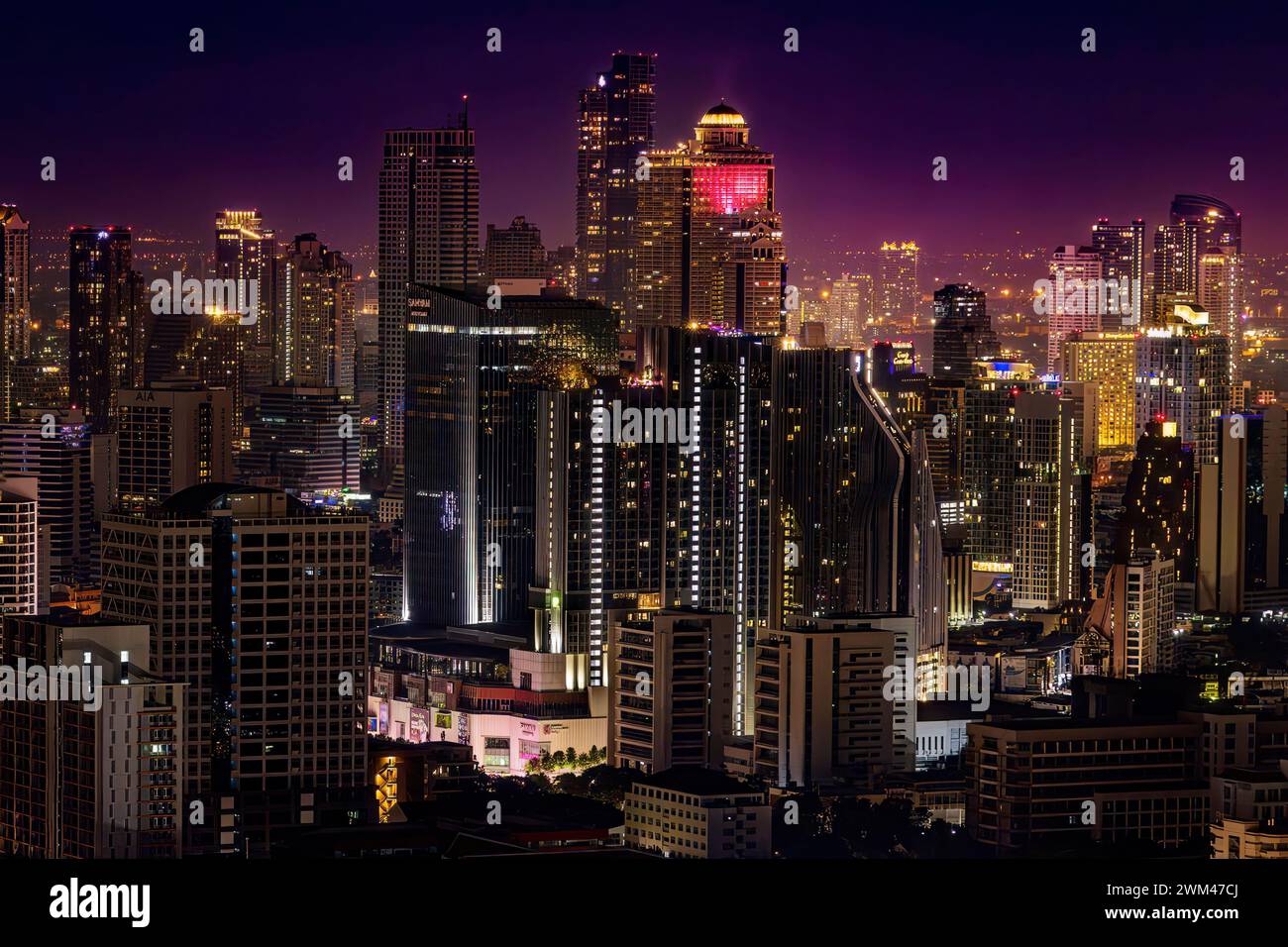 Bangkok skyline landscape at night, Thailand Stock Photo - Alamy