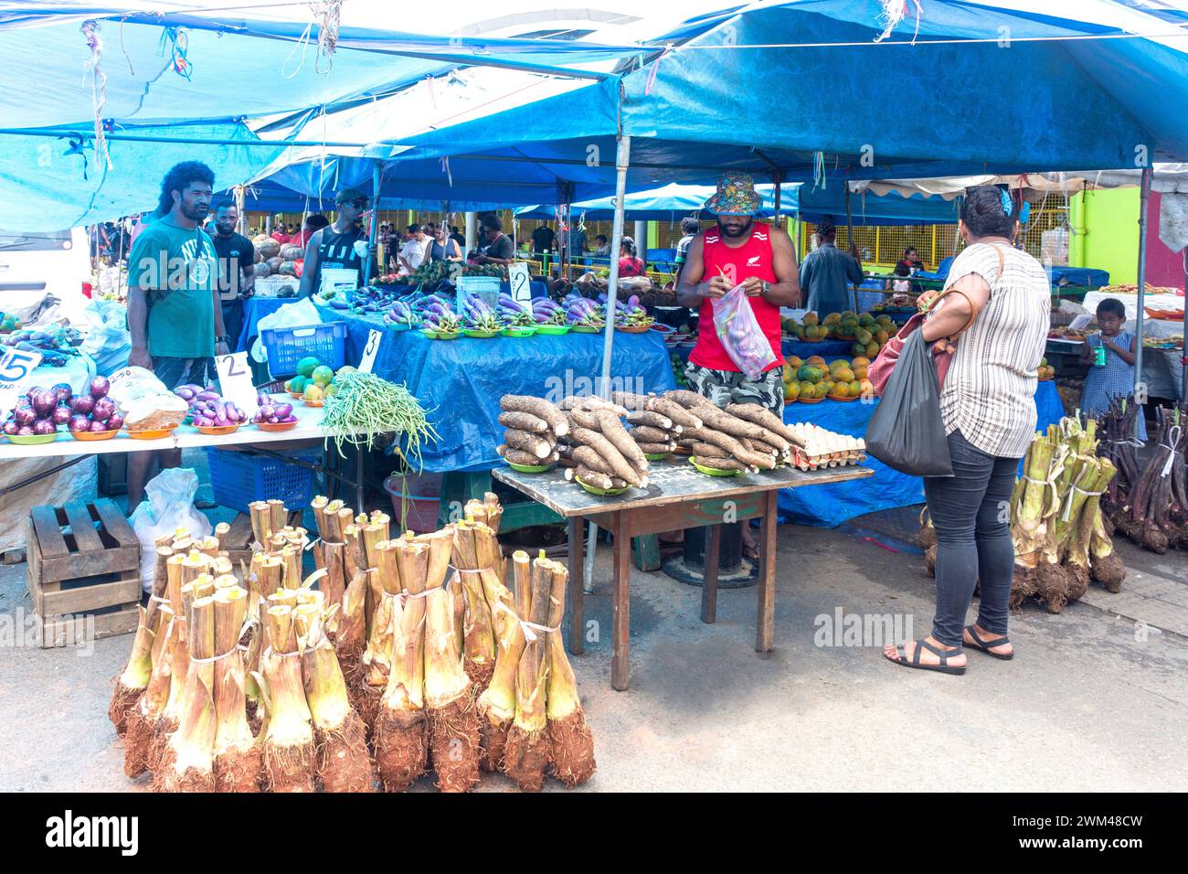 Fruit and vegetable stalls at Suva Municipal Market, Harris Road, Suva ...