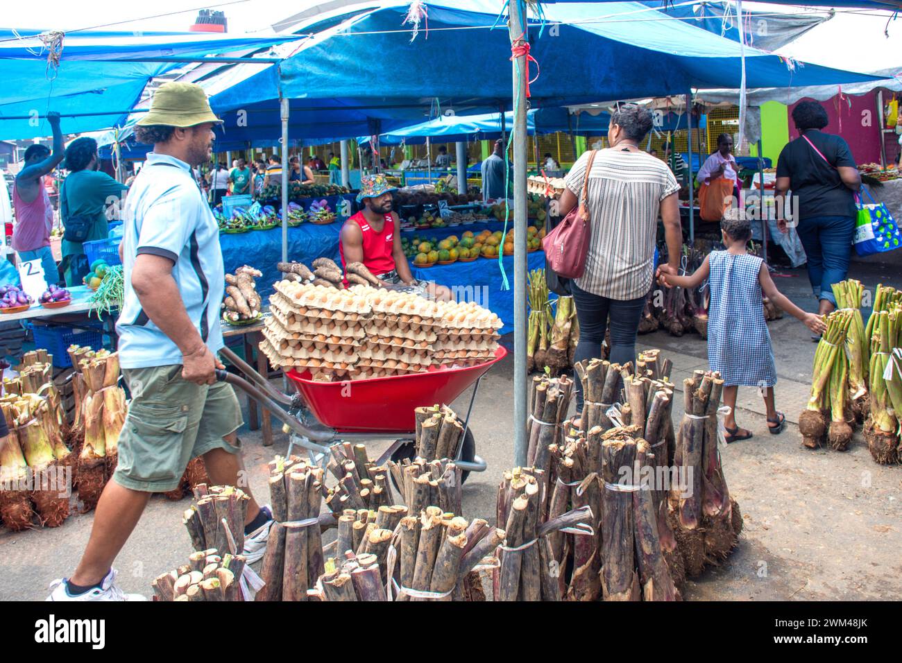 Fruit and vegetable stalls at Suva Municipal Market, Harris Road, Suva ...
