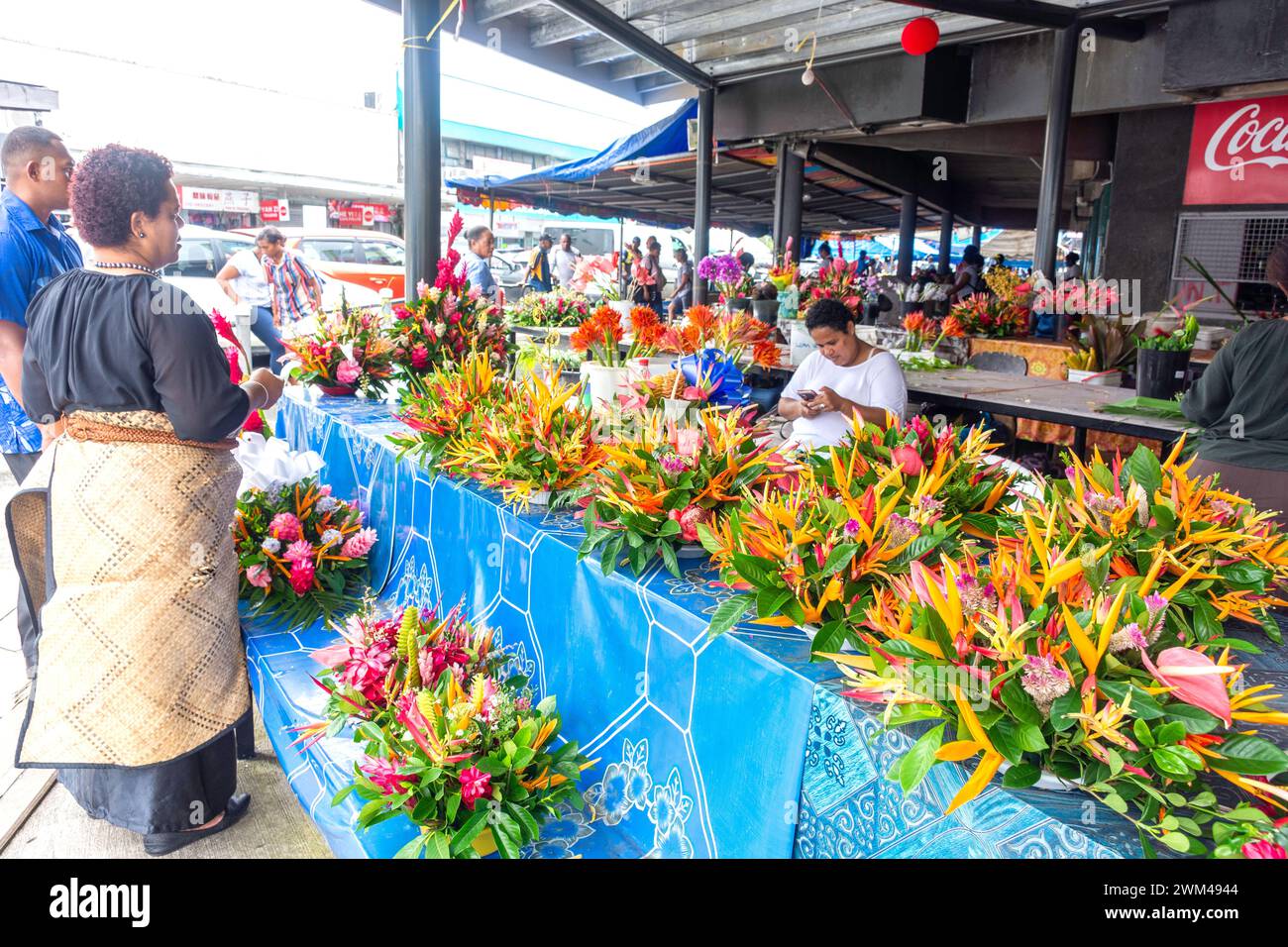 Tropical flower stalls at Suva Municipal Market, Harris Road, Suva ...