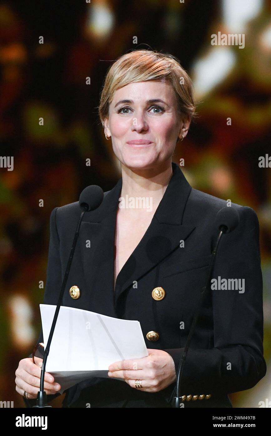 Berlin, Germany. 23rd Feb, 2024. Judith Godreche speaks on stage during ...