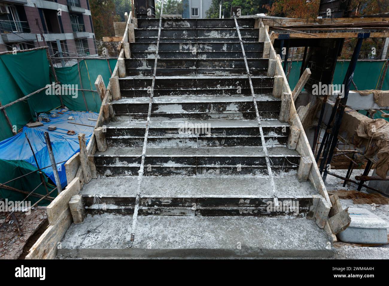 A stairwell of commercial building under construction in India Stock ...
