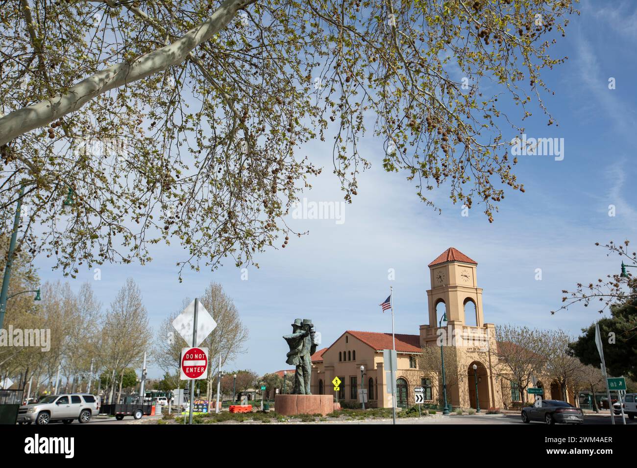 Tracy, California, USA - April 17, 2023: Afternoon sun shines on the ...