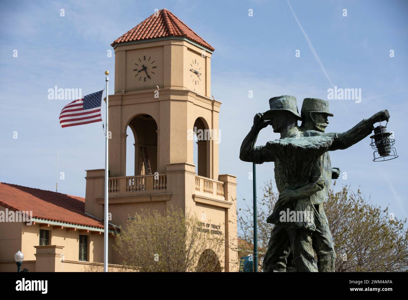 Tracy, California, USA - April 17, 2023: Afternoon sun shines on the ...