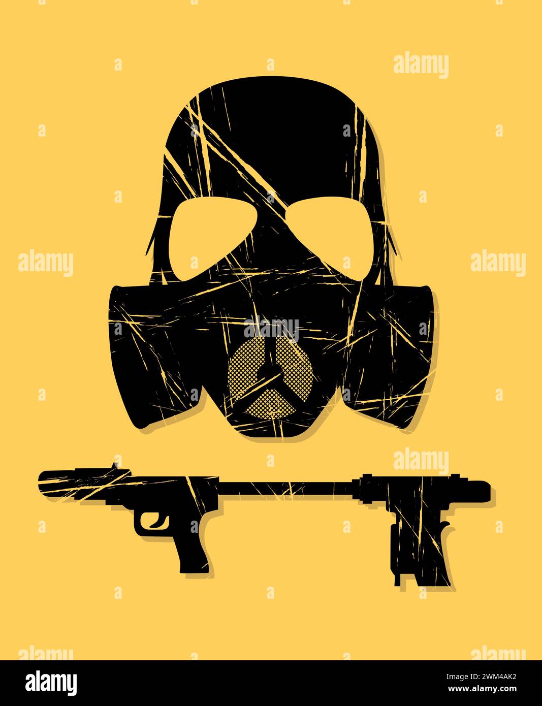 Flamethrower helmet and weapon, vector grunge effect Stock Photo - Alamy