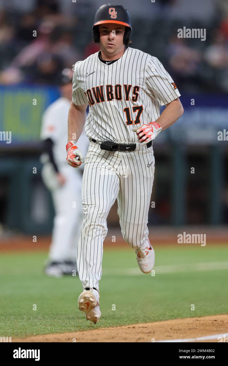 February 23, 2024: Tyler Wulfert #17 OSU infielder comes down the third ...