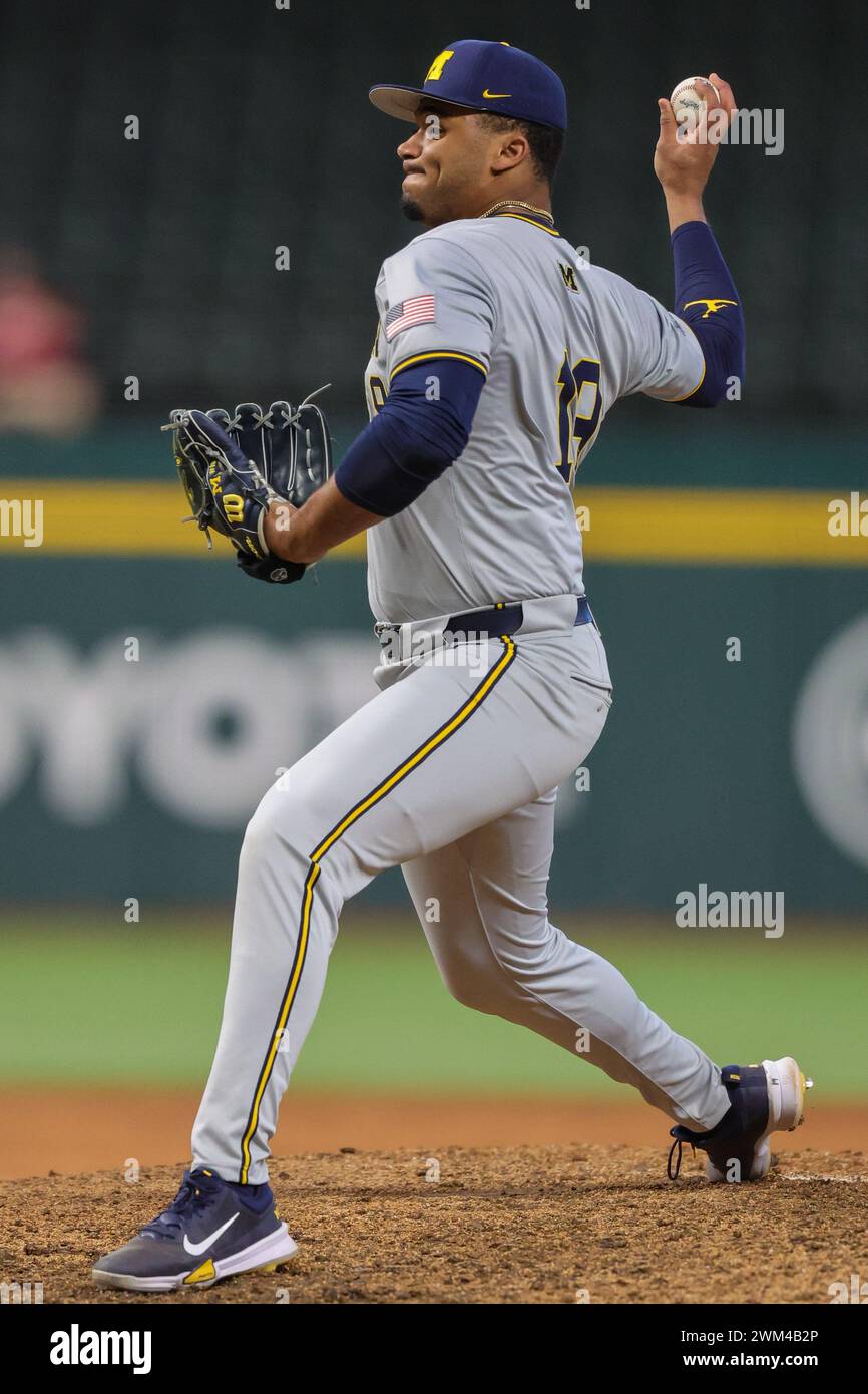 February 23, 2024: Michigan pitcher Barndon Mann #19 prepares to ...