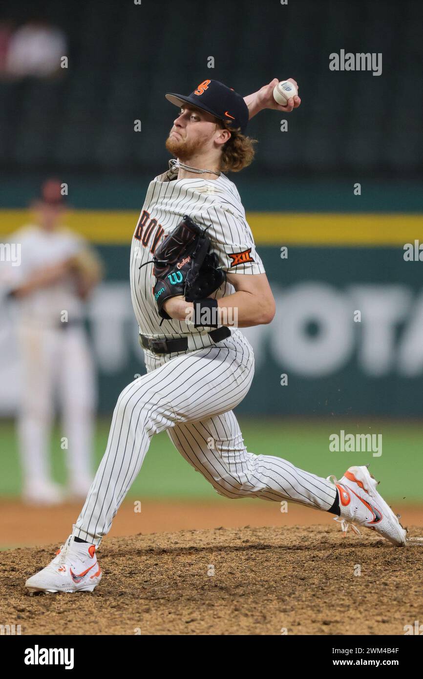 February 23, 2024: Cowboys pitcher Carson Benge #3 prepares to deliver ...