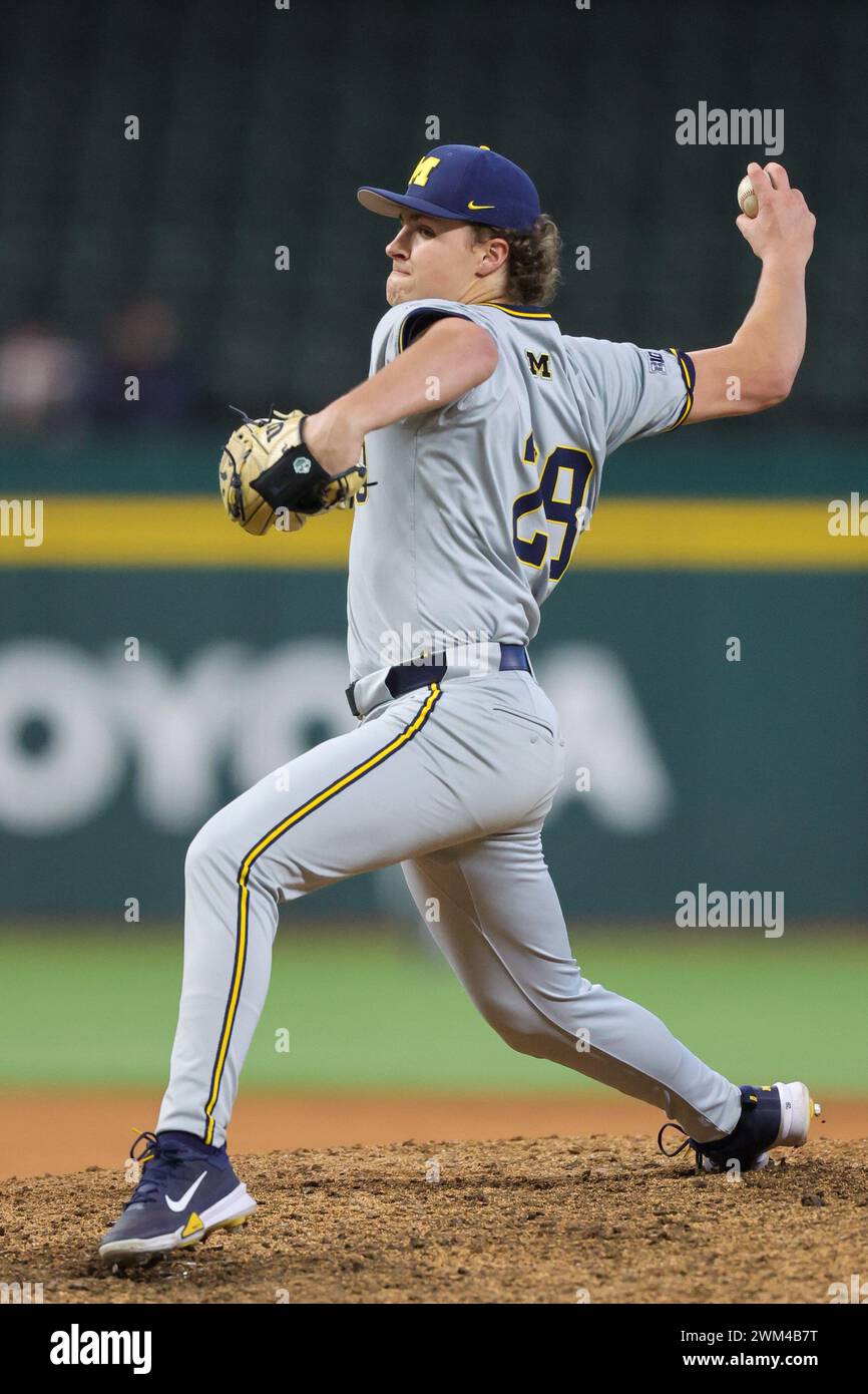 February 23, 2024: Michigan pitcher Jackson Muir #28 prepares to ...