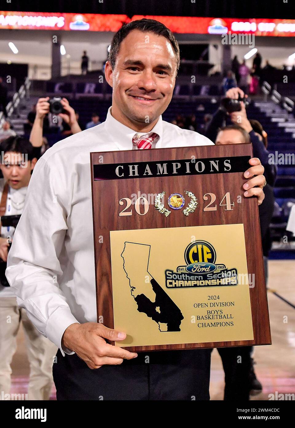 February 23, 2024 Riverside, CA.Harvard-Westlake head coach David ...