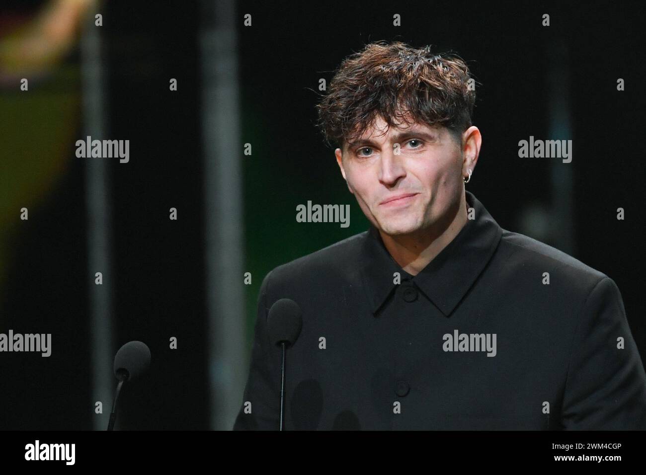 Raphael Quenard accepts the 'Best Male Newcomer' Cesar Award for the movie 'Chien de la casse ...